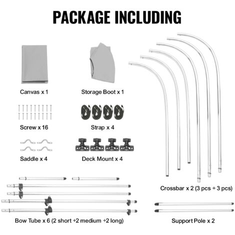 Mophorn Cubierta para bote con toldo Bimini de 3 arcos, toldo de ...