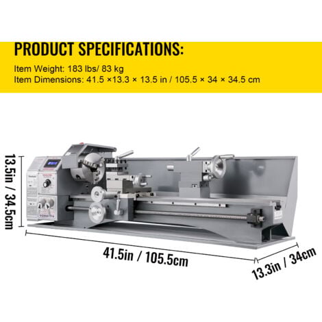 Mophorn Mini Torno de Metal 750W Velocidad Variable 50 a 3000Rpm 220 x 600mm Torno de Precisión ...