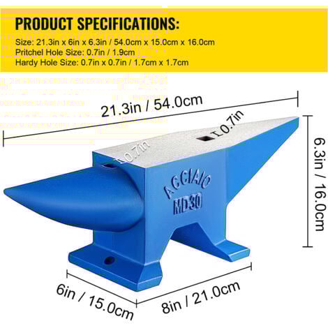 Mophorn Yunque de Cuerno, 30KG/66.1LBS Yunque de Herrero de Acero con ...
