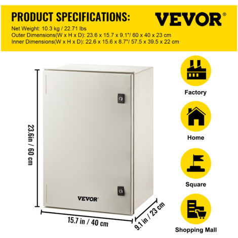 Mophorn Caja de Acero NEMA Caja Electrica de Fibra de Vidrio NEMA 4X de 60 x 40 x 23 cm IP66 a ...