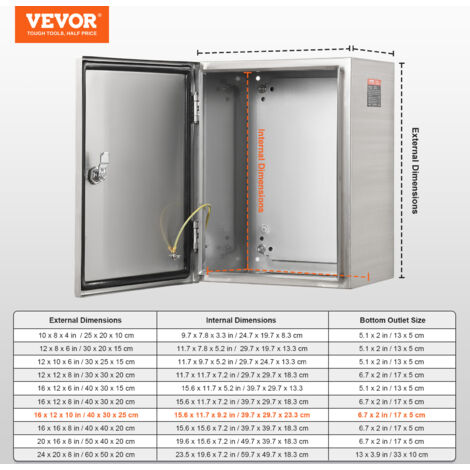 Mophorn Caja Electrica de Acero Inoxidable Gabinete Electrico 40x30x25cm IP66 Caja Impermeable ...