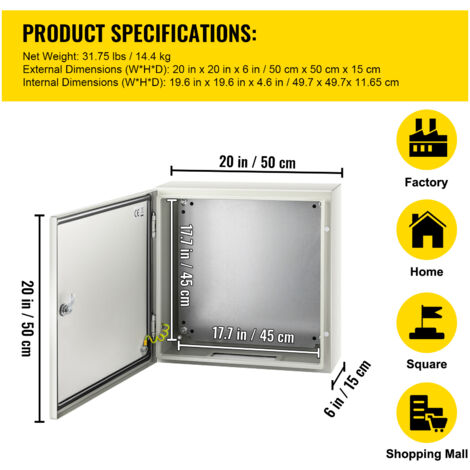 Mophorn Caja NEMA de Acero al Carbono 50 x 50 x 15 cm Caja de Gabinete ...