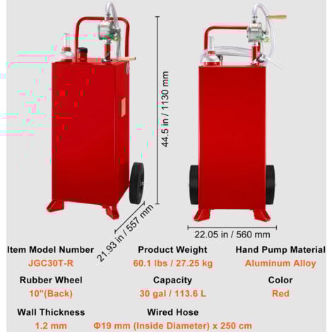 Mophorn Tanque de combustible 30 galones con 2 ruedas bomba de ...