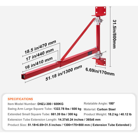 Mophorn Brazo de soporte de polipasto electrico, capacidad de carga ...