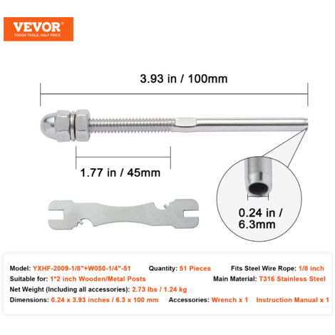 Mophorn Terminales de montaje de extremo de tensión para barandilla de ...