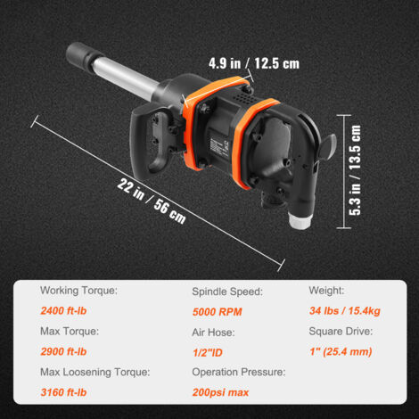 Mophorn Llave de impacto neumática de 1" Pistola de impacto 3160 pies ...