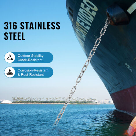 Mophorn Cadena de ancla para barco ,1/4" x 4', 1700 lb WLL/4800 lb BS ...