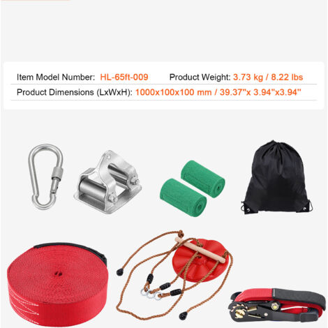 Mophorn Tirolina para Niños y Adultos de 19,8 m Kit Completo de ...