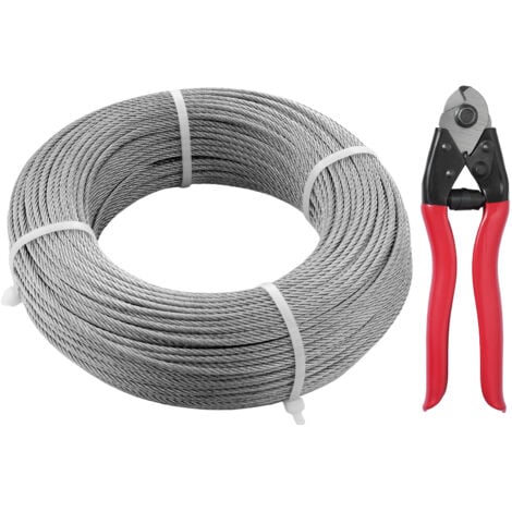 Mophorn Cable de Acero Inoxidable 91,5 m Diámetro de 3,18 mm Cable de Suspensión 7x7 hilos ...
