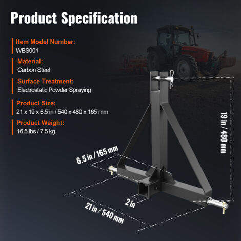 Mophorn Receptor de Enganche 3 Puntos Enganche de Remolque de Tractor ...
