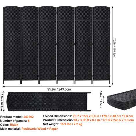 Mophorn Biombo divisor de ambientes de 6 paneles : biombo tejido a mano ...