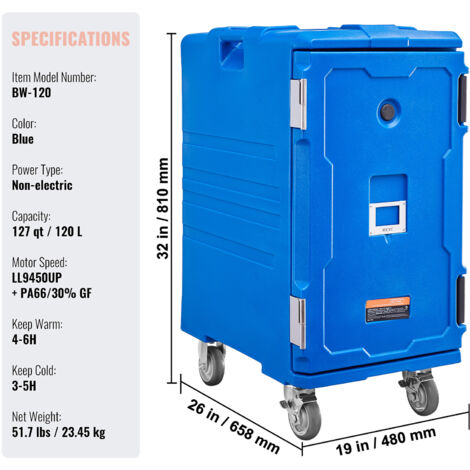 Mophorn Porta recipientes aislante para alimentos, 127 qt, hebillas ...