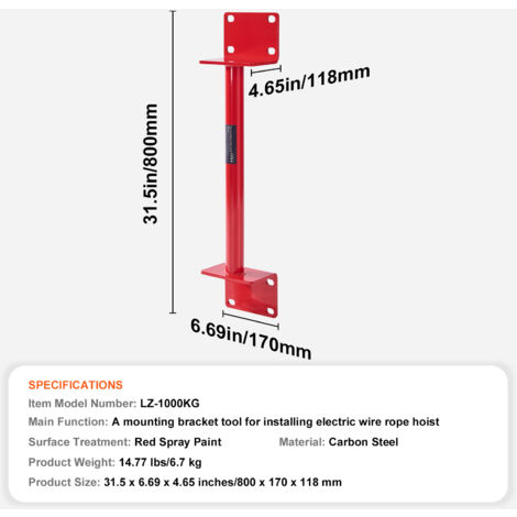 Mophorn Poste de soporte para polipasto eléctrico, capacidad de carga ...