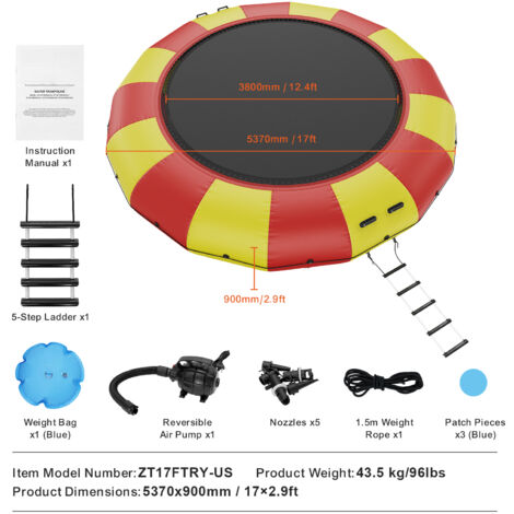 Mophorn Trampolín Inflable de Agua Trampolín Hinchable de Agua 537x90 ...