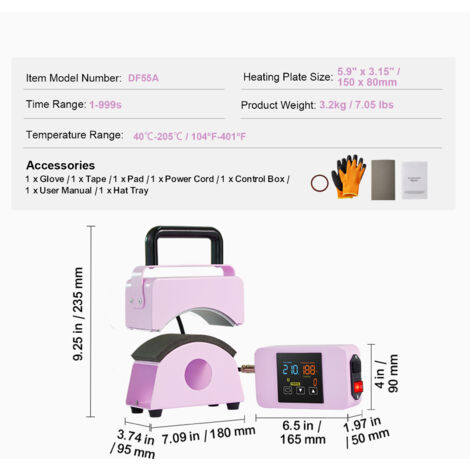 Mophorn Prensa termica para gorras, mini prensa termica para gorras con ...