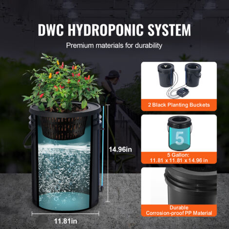 Mophorn DWC Sistema de cultivo hidropónico, kit de goteo superior, cultivo en agua profunda de ...