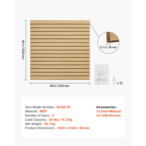 Mophorn Paneles de listones de pared, listones de pared de MDF para ...