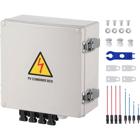 Mophorn Caja combinadora fotovoltaica, caja combinadora solar de 4 cadenas, fusible de 10 A ...