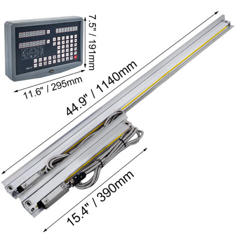 Mophorn Sistema de precisión con pantalla de lectura digital DRO de 2 ejes, escala lineal de ...