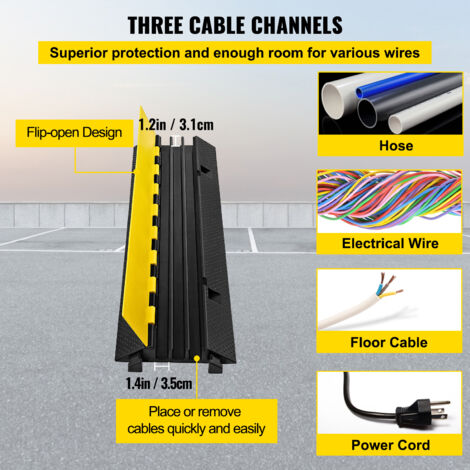 Mophorn Protector de Cables 3 Canales para Suelo Capacidad de Cargo10T ...