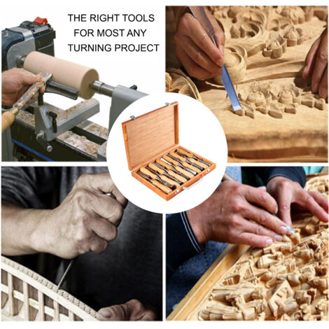 Mophorn Herramientas de Torno Madera 12 Piezas para Tornear Madera Gubias con Caja de ...