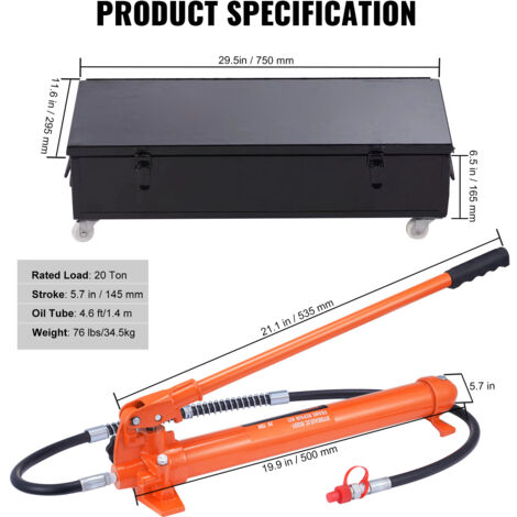 Mophorn 20 Ton Porta Power Kit, Hydraulic Jack with 4.6 ft Oil Hose ...