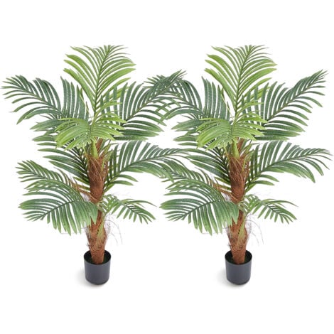 Mophorn 4 FT Artificial Palm Tree Faux Plant with PE Material Anti Tip Base Lifelike Green Fake Tree for Home Office Indoor Outdoor Decor