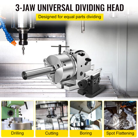 Mophorn BS-0 Precision Dividing Head, Horizontal with 3-Jaw Chuck, MT2 ...