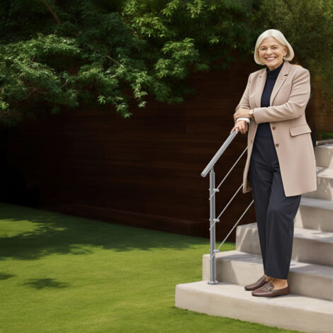 Mophorn 59in Handrails for Outdoor Steps, 3 Crossbars Stair Hand Rail ...