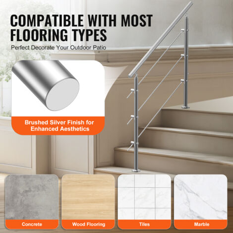 Mophorn 47.2in Handrails for Outdoor Steps, 3 Crossbars Stair Hand Rail ...