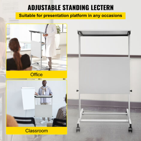 Mophorn Adjustable Standing Lectern, Portable Pulpit with 4 Rolling ...