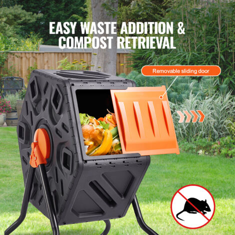 Mophorn 18.5-Gal Compost Bin, Compact Rotating Tumbler with Sliding ...