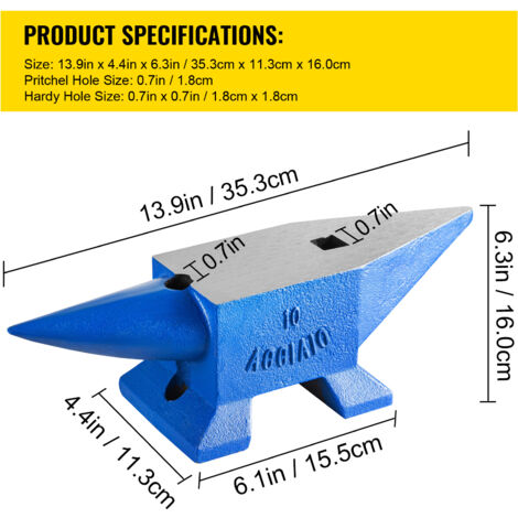 Mophorn Horn Anvil 22LBS 10KG, 360mm Length, Portable Rugged Cast Iron ...