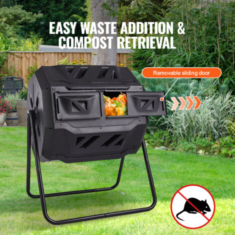 Mophorn 43-Gal Dual Chamber Compost Bin, Large Tumbling Rotating ...