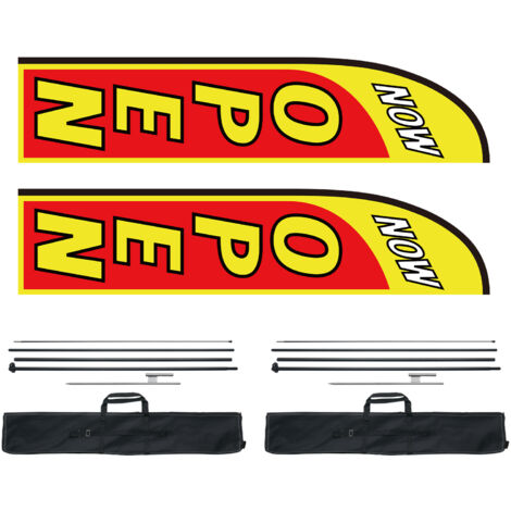 Mophorn Open Flags with Pole Kit, Advertising Flags for Business ...