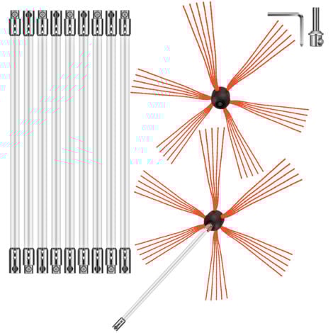 Mophorn Flexible Chimney Sweep Rods, 33FT Nylon Cleaning Kit, 2 Brush ...