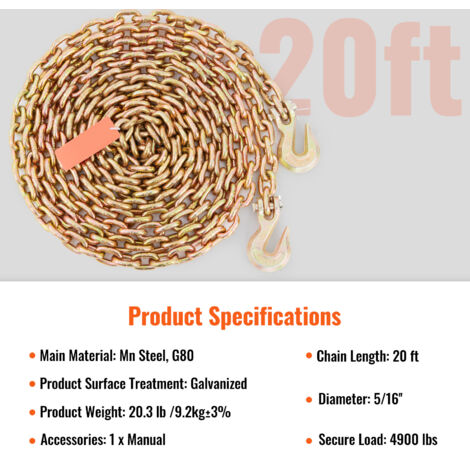Mophorn Transport Binder Chain, 4900 lbs Working Load Limit, 5/16'' x ...