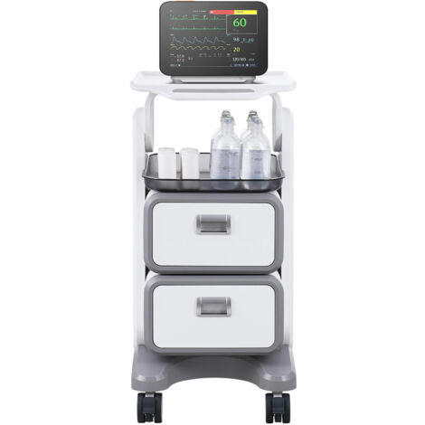 Mophorn 3 Tiers Lab Carts, Lab Utility Cart with 2 Drawers & 1 Top Tray ...