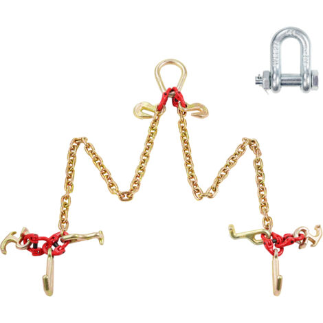 Mophorn G80 V Bridle Chain, 5/16" x 3' Towing Chain Bridle with R Hooks ...