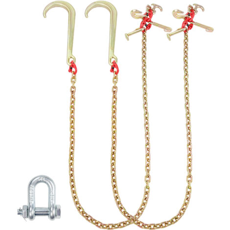 Mophorn J Hook Chain, 2PCS 5/16" x 6' G80 15" Long Shank J Hook Tow ...