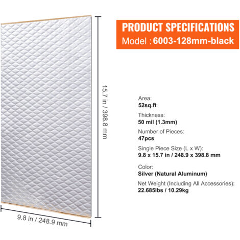 Mophorn Car Sound Deadening Mat, 50 mil 4.8sq.m, Butyl Automotive Sound ...