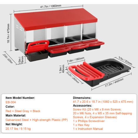 Mophorn Chicken Nest Box, 4-Compartment, 15 to 30 in Stable & Corrosion ...