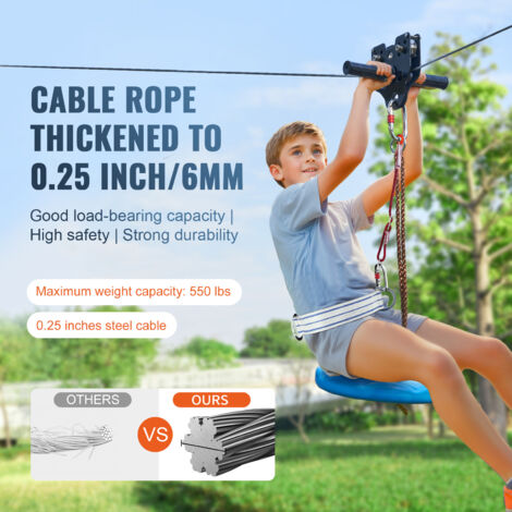 Mophorn Zipline Kit for Kids & Adult, 120 ft Up to 500 lb, Quick Setup ...