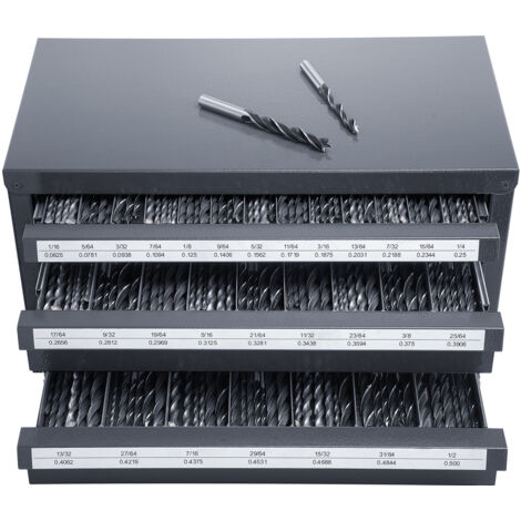 Mophorn Drill Bit Dispenser Cabinet, Three-Drawer Organizer for 1/16"to ...
