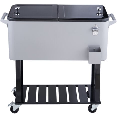 Mophorn 80 Quart Rolling Ice Chest Cooler Cart Portable Beverage Bar ...