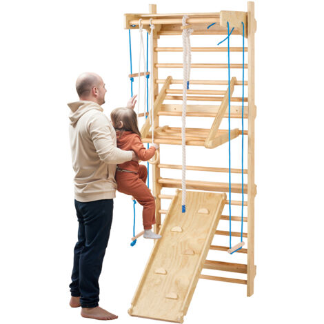 Mophorn Swedish Ladder Wall Gym - 8-in-1 Wooden Indoor Climbing Set ...