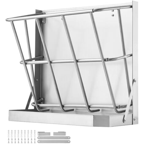 Mophorn 21-Gallon Goat Hay Feeder, 2-in-1 Hay & Grain Feeder, Wall Mounted Livestock Feeder with ...