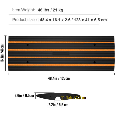 Mophorn Curb Ramp, 2 Pack, 2.6" Rise, Rubber Driveway Ramps, Heavy-Duty ...