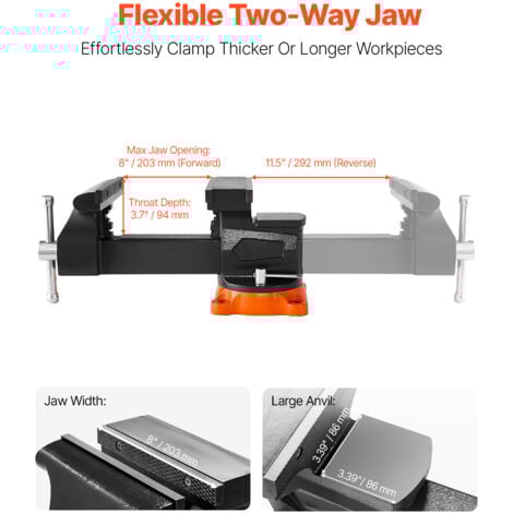 Mophorn Bench Vise, 8"Jaw Width, 8" Max Jaw Opening, 360° Swivel ...