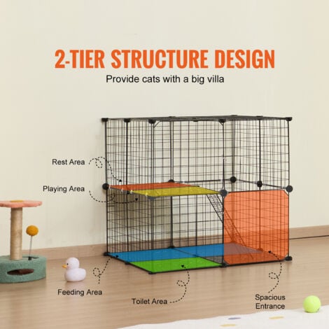 Mophorn Large 2-tier Cat Cage 28 x 28 x 28" Metal Wire Playpen Catio ...